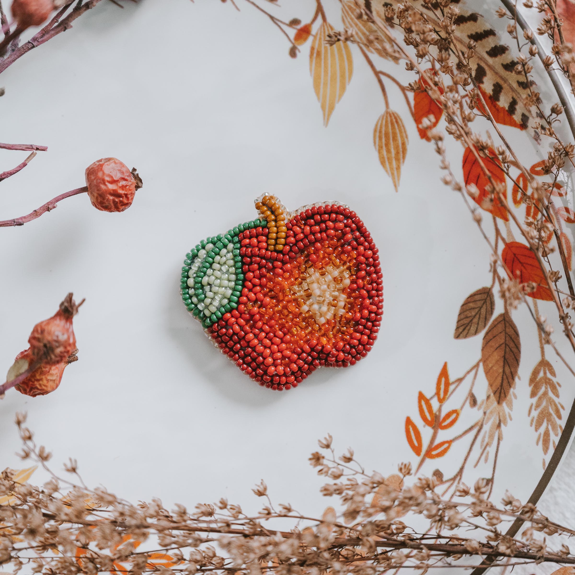 Apple Brooch | Prairie Owl Beads